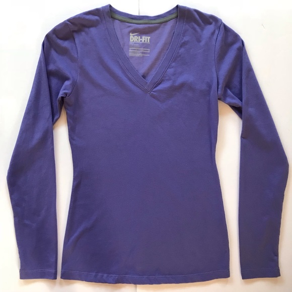 Nike | Tops | Nike Legend Dri Fit Long Sleeve V Neck Top Size Xs | Poshmark